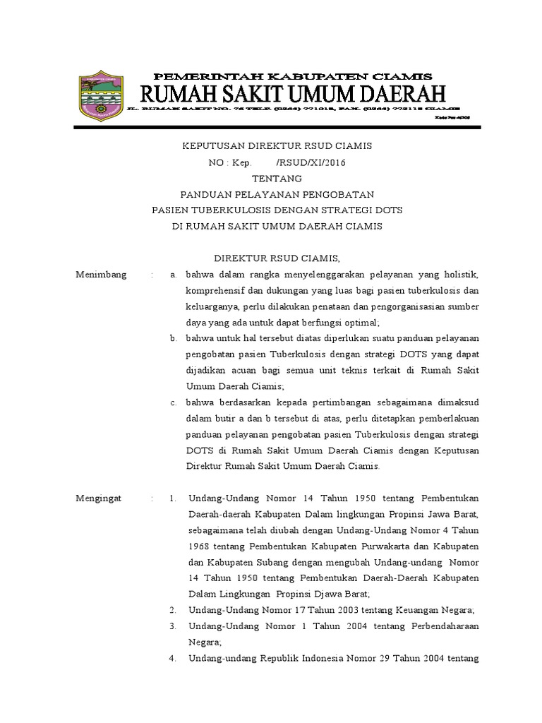 SK Panduan Pelayanan Pengobatan Pasien TBC | PDF