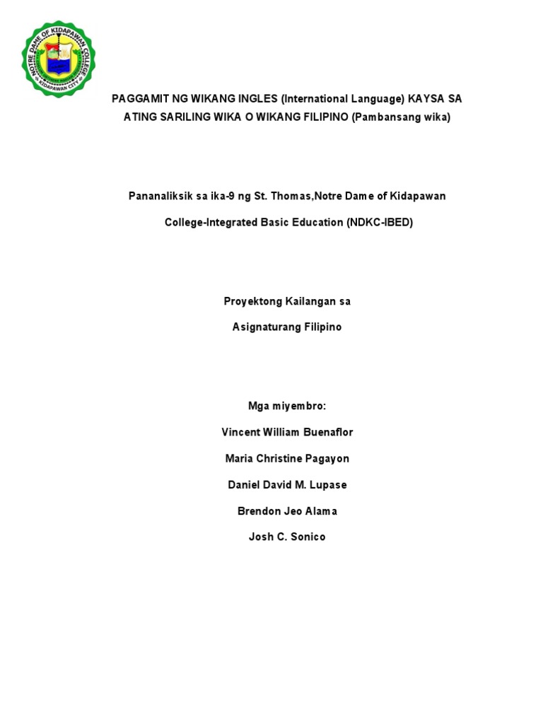 Filipino (Pananaliksik) | PDF