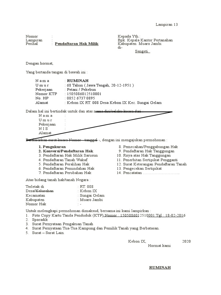 Lampiran 13 PTSL 2020 | PDF