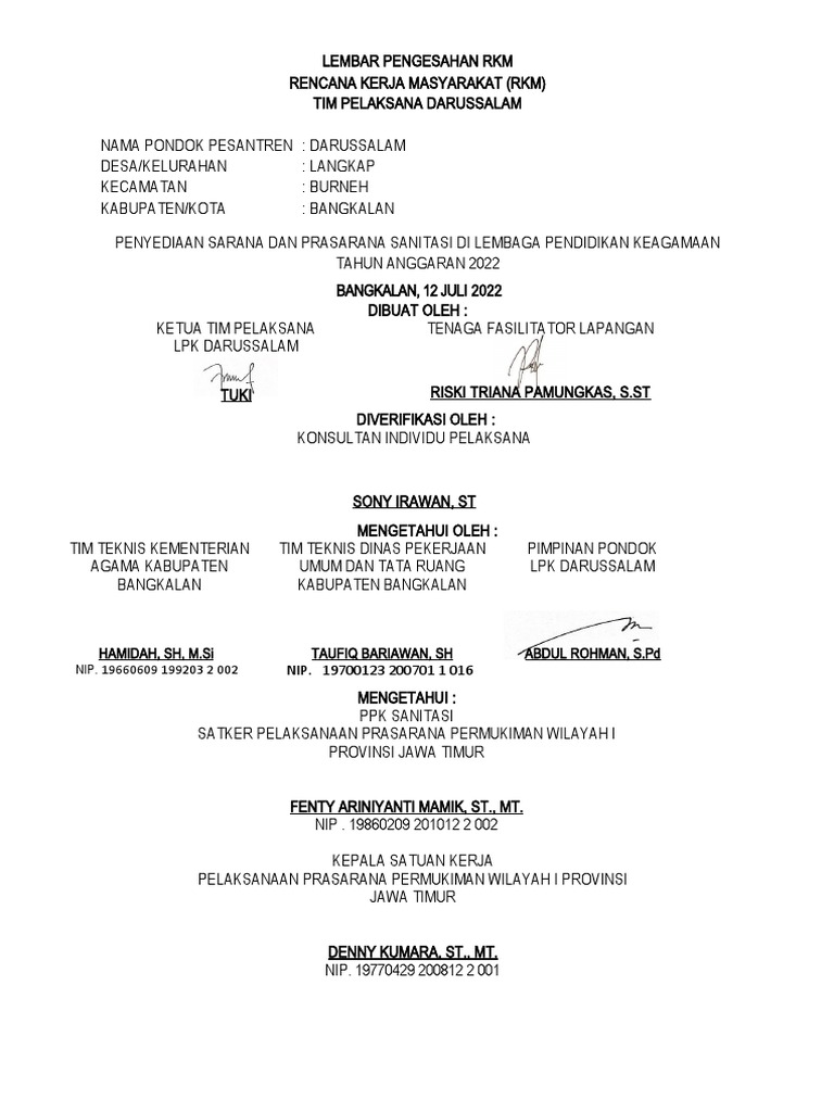 Lembar Pengesahan RKM | PDF