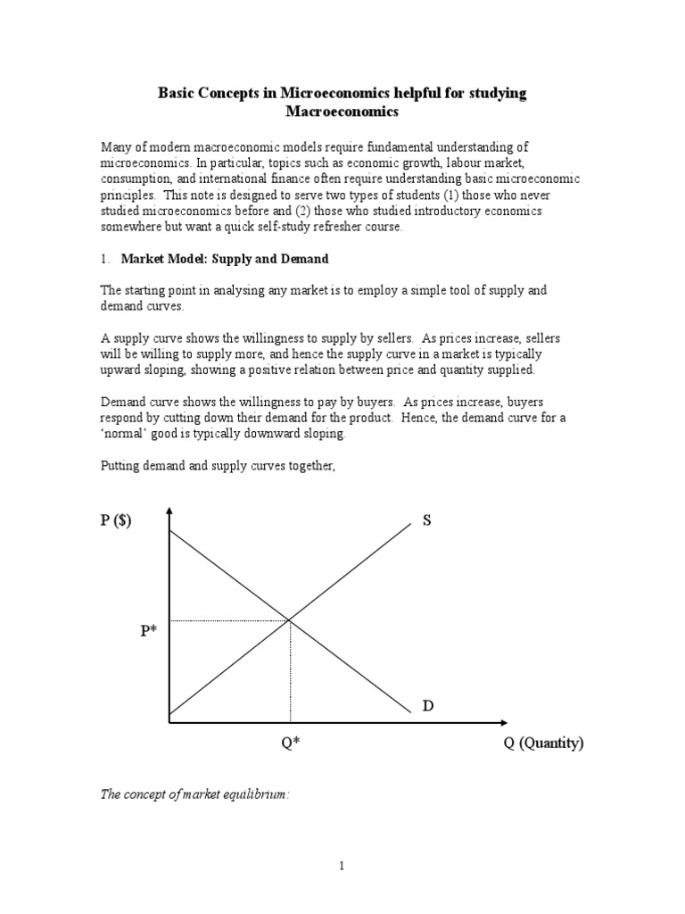 Basic Microeconomics For Studying Macro | PDF | Supply And Demand ...