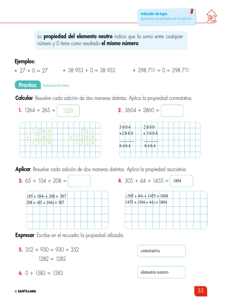 Las Propiedades Comutativa, Asociativa y Elemento Neutro | PDF