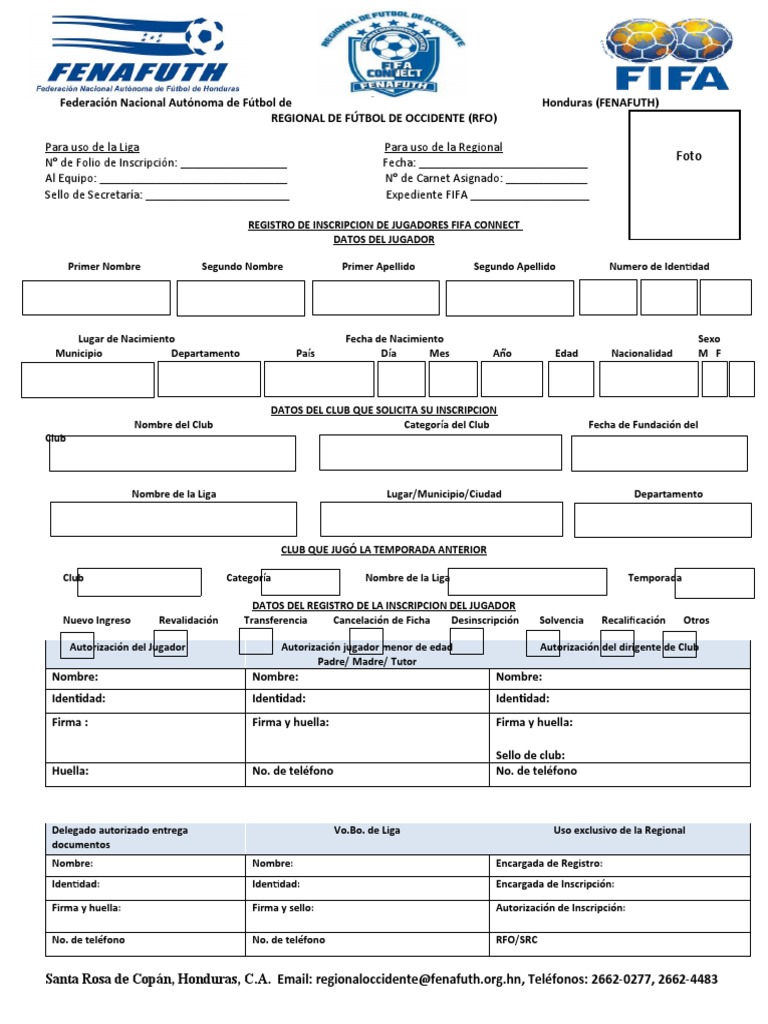 Formatos de Inscripcion | PDF | Asociación de Futbol
