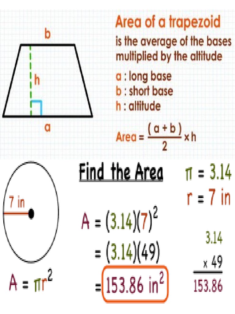 Area of Trapezoid and Circle | PDF