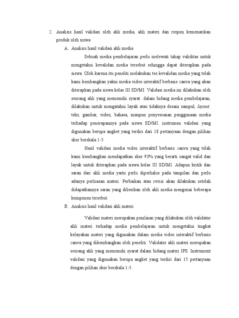Analisis Hasil Validasi Oleh Ahli | PDF