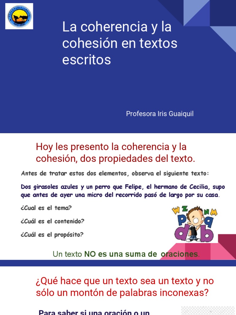 Coherencia y Cohesión en Textos | PDF | Oración (Lingüística ...
