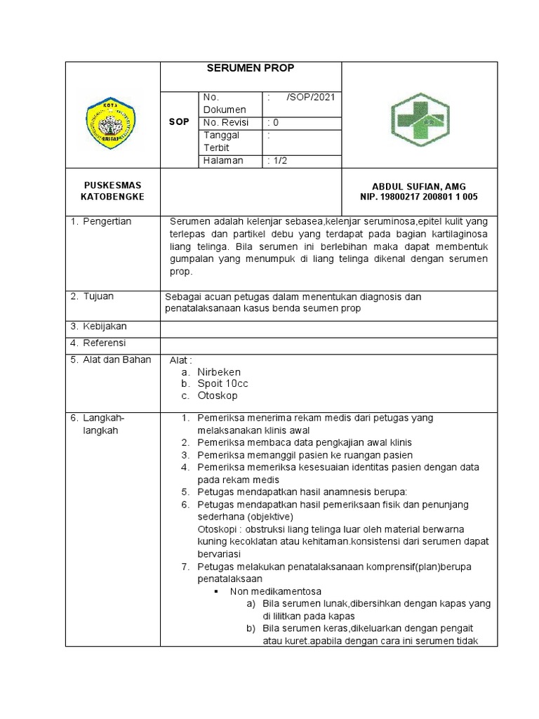 Sop Serumen Prop | PDF
