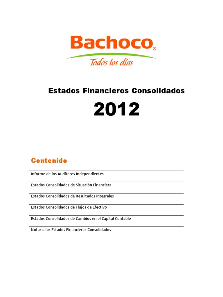Estados Financieros Consolidados Bachoco 2012 Descargar Gratis Pdf