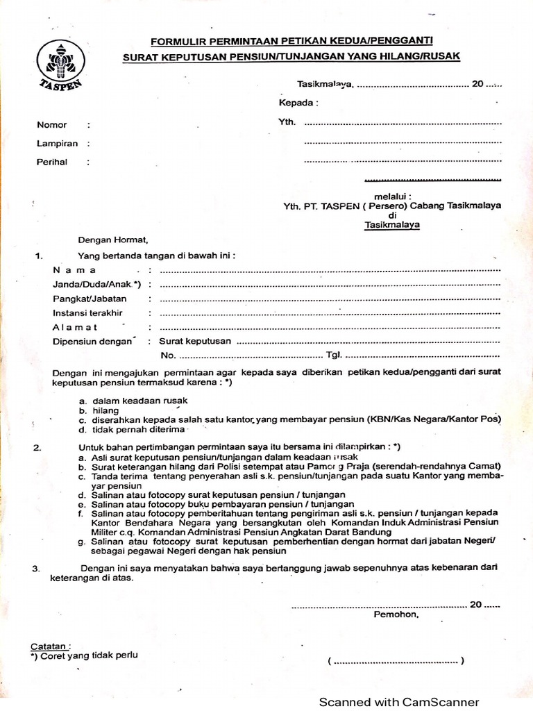 Formulir Permintaan Petikan Kedua | PDF