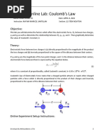 Coulomb's Law PhET Lab Guide | PDF | Electric Charge | Electrostatics
