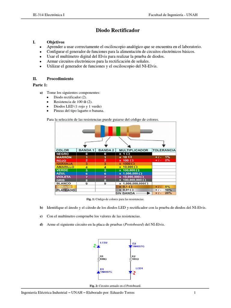 Guía de Práctica Presencial 1 - Diodo Rectificador | PDF | Rectificador | Diodo