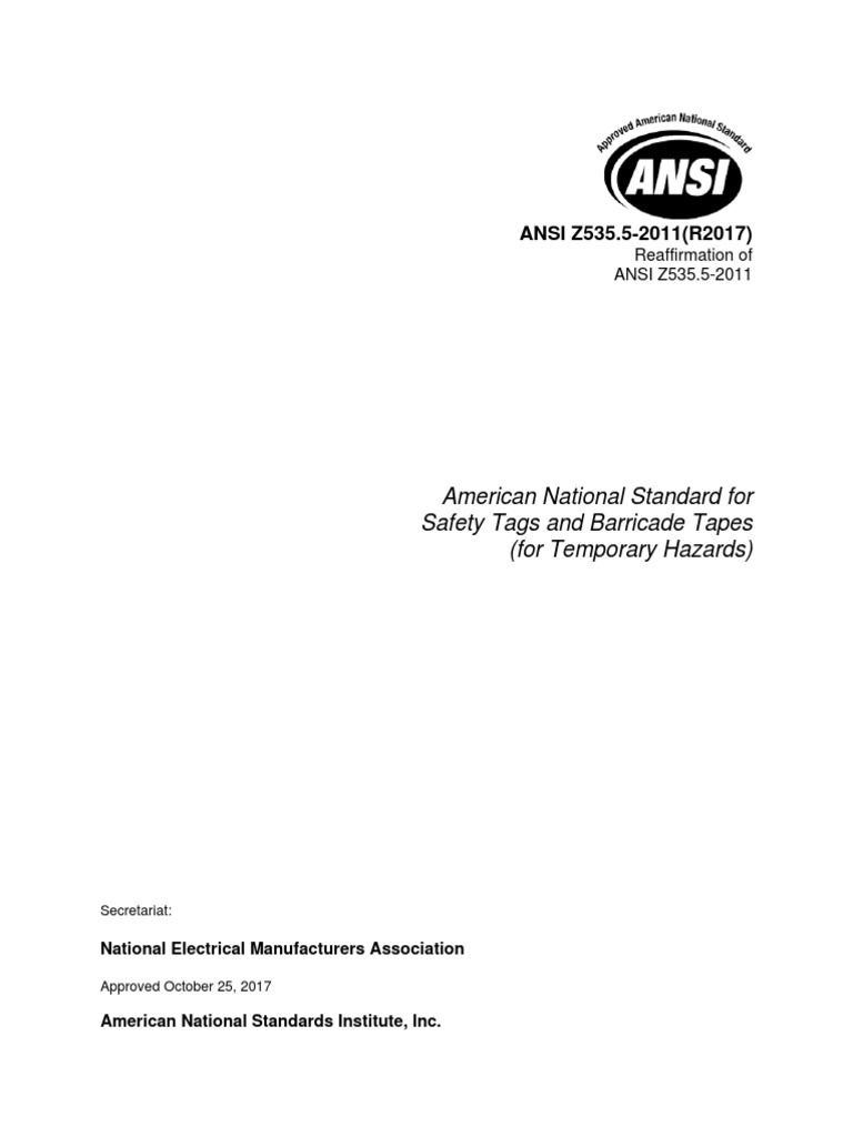 ANSI Z535 - 5 (R2017) Contents and Scope | PDF | Safety | Copyright