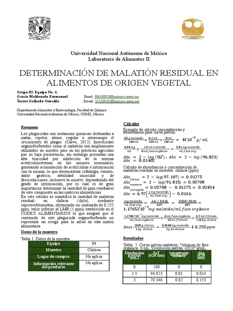 Malatión Residual en Chile Chilaca | PDF | Alimentos | Pesticida