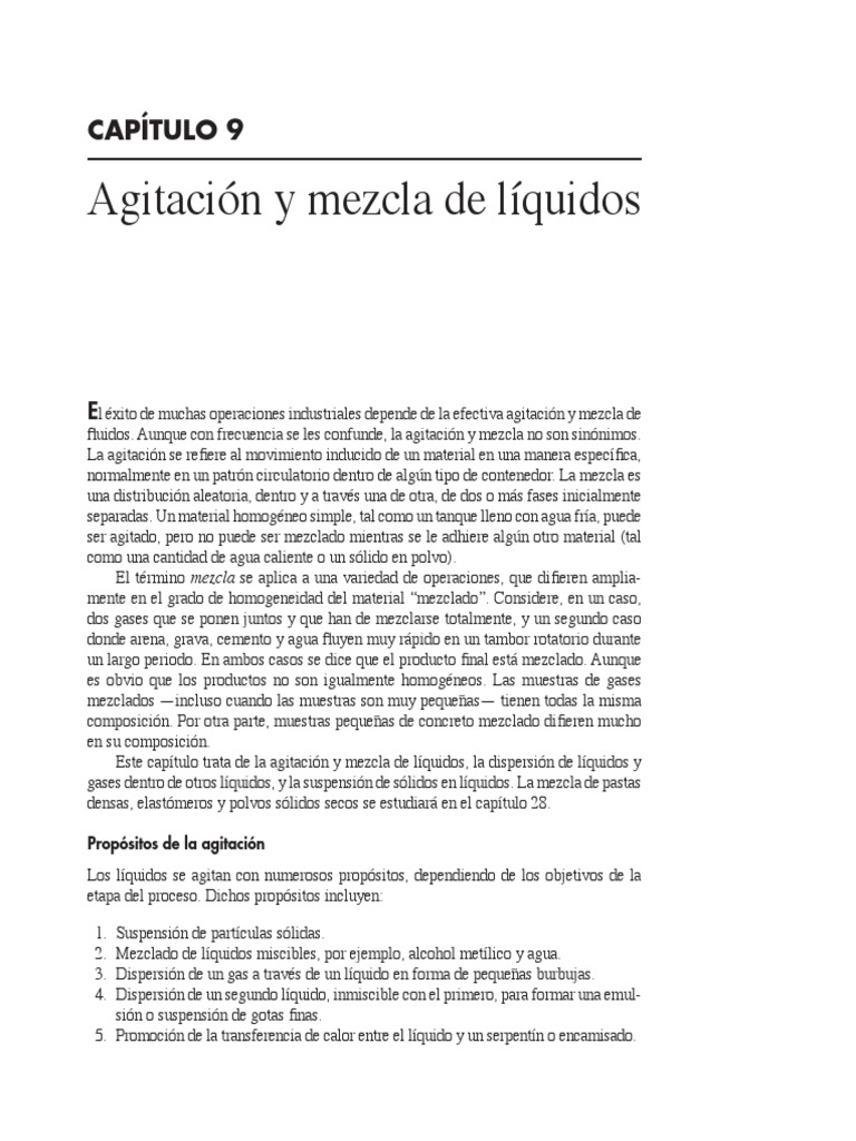 Agitación y Mezcla de Líquidos | PDF | Viscosidad | Líquidos