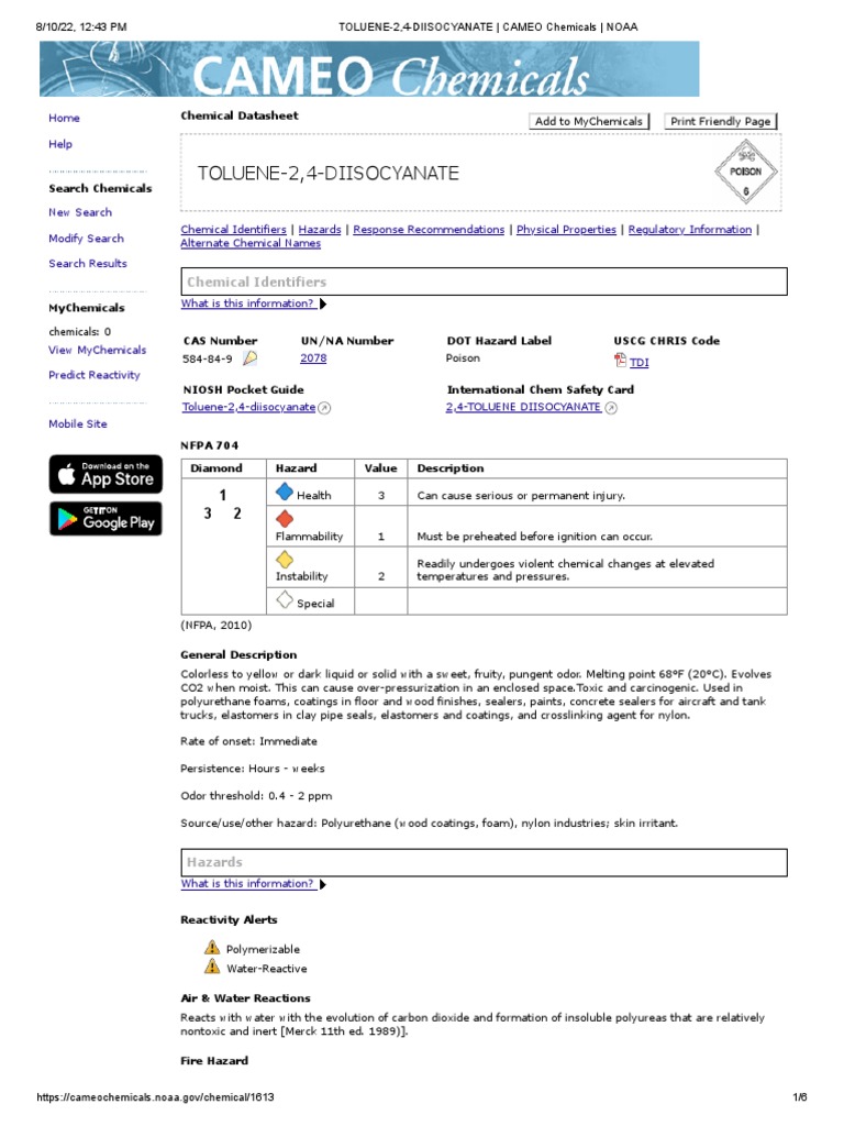 2 4 Toluene Diisocyanate Msds – Liste Des Isocyanates – VKCY