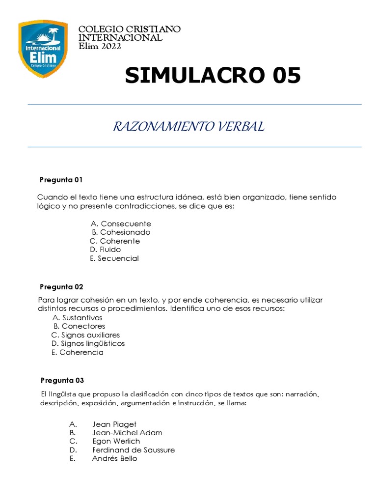 V Simulacro | PDF | Respiración | Oxígeno