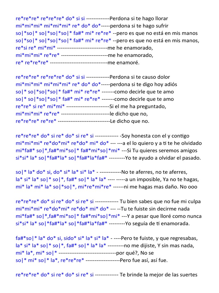 Letras de "Perdona si te hago llorar" | PDF