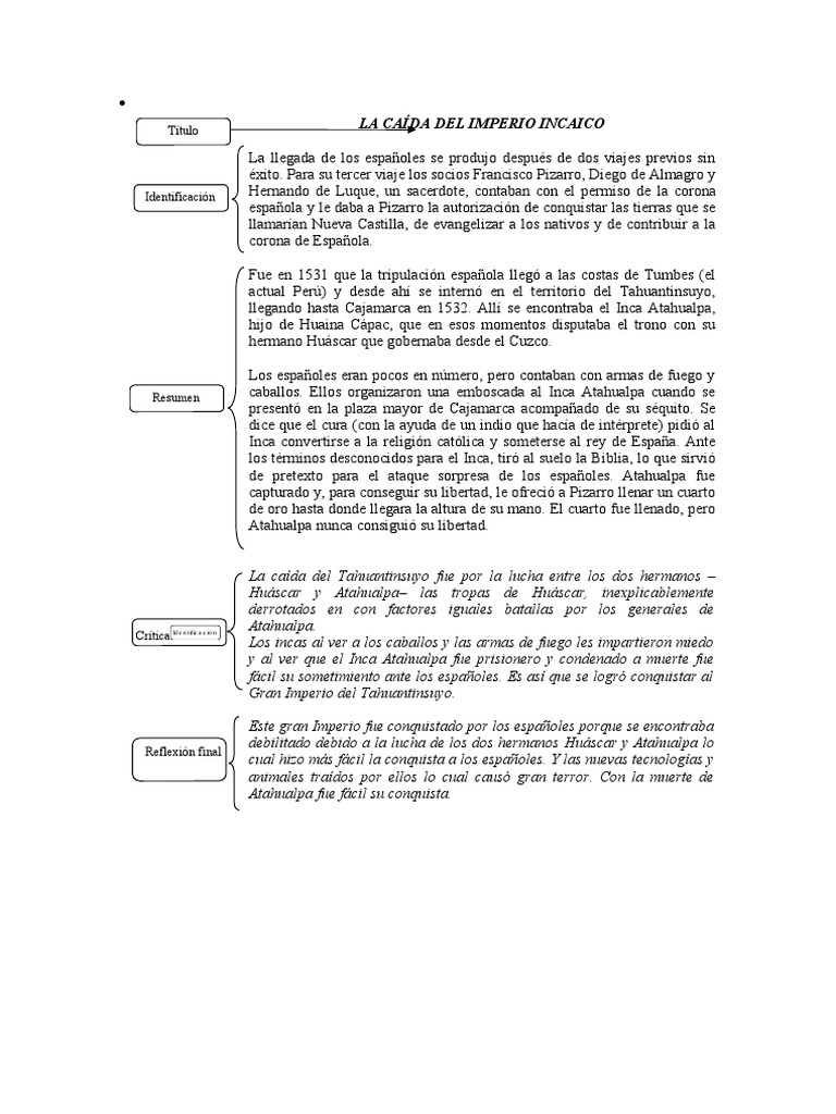 La Caída Del Imperio Incaico | PDF | Imperio Inca | Francisco Pizarro