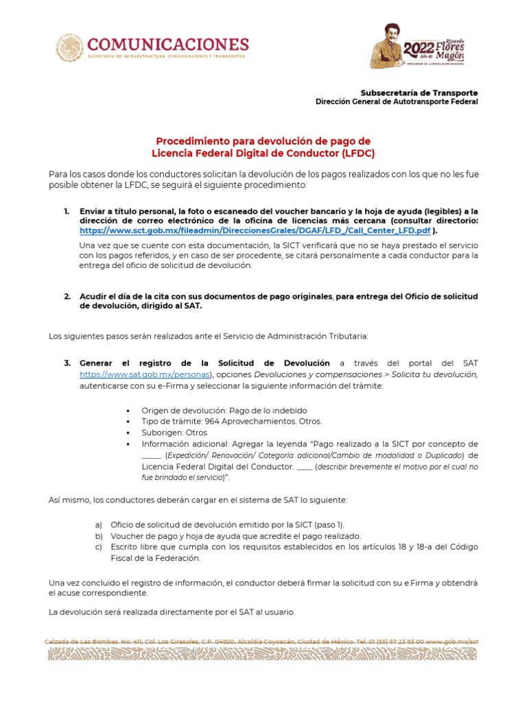 Procedimiento para Devolución Pagos LFDC | PDF