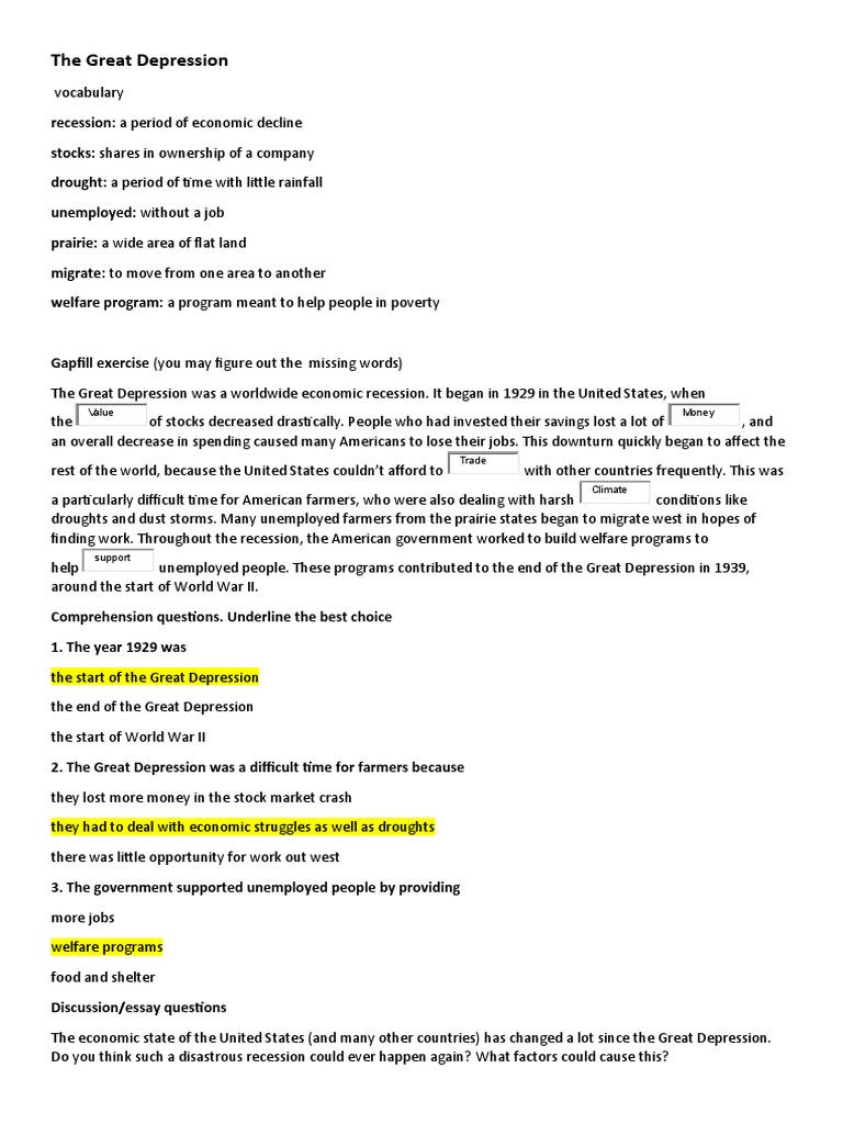 The Great Depression Pdf