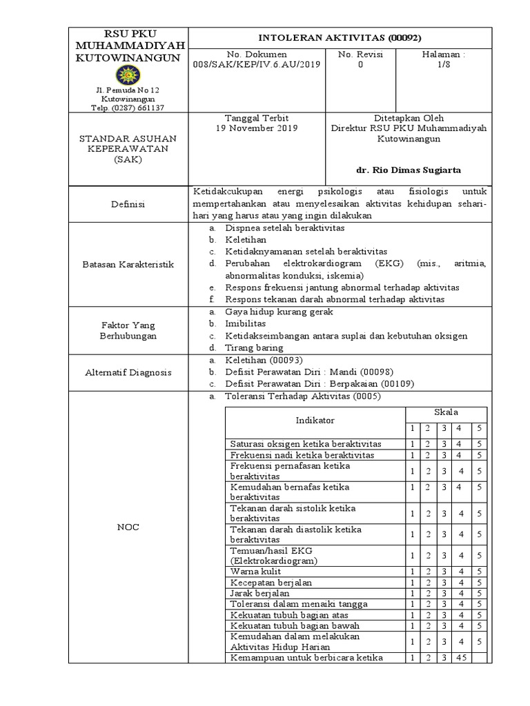 SAK Intoleran Aktivitas | PDF