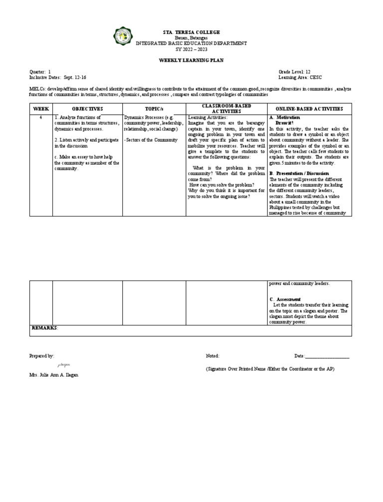 Cesc Week 4 | PDF | Community | Teachers