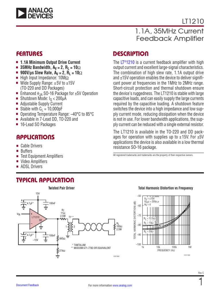 LT 1210 | PDF | Amplifier | Electrical Engineering