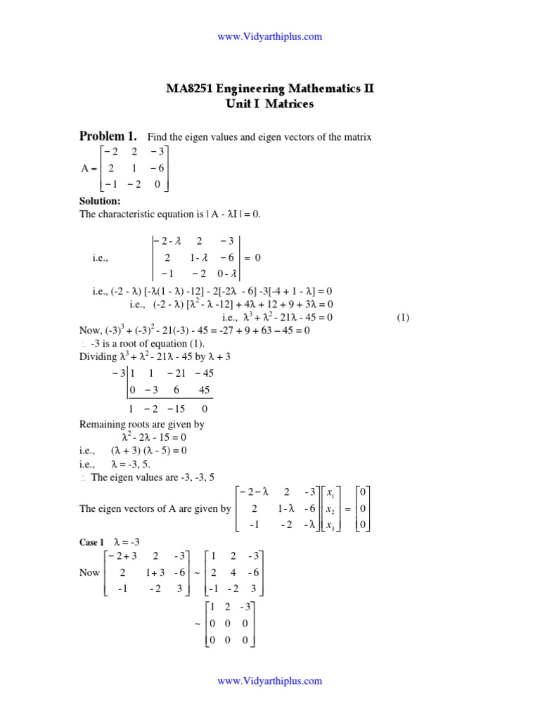 MA8251 | PDF | Eigenvalues And Eigenvectors | Matrix (Mathematics)