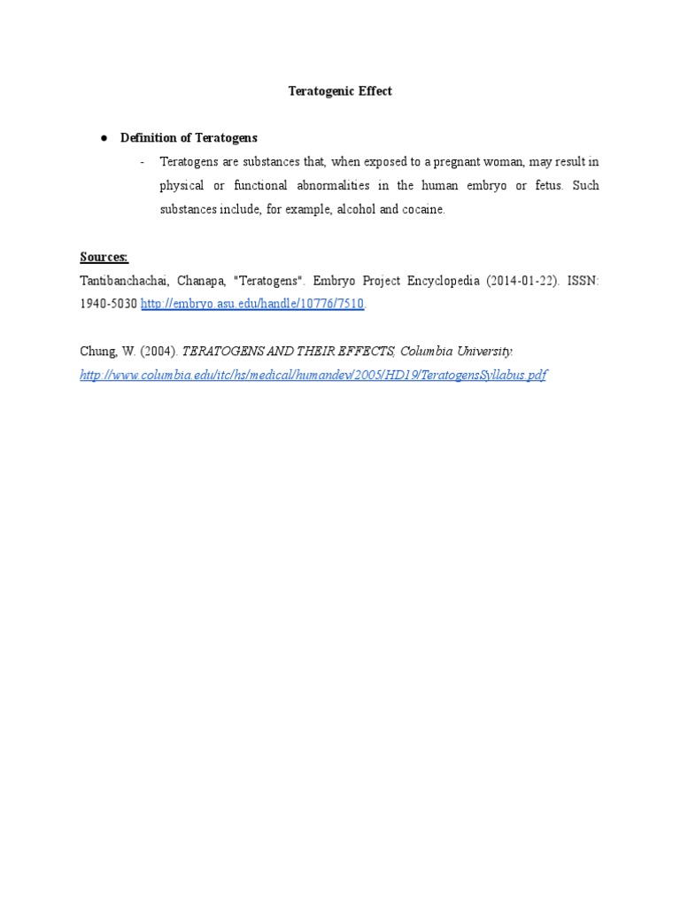 Teratogens 1 | PDF