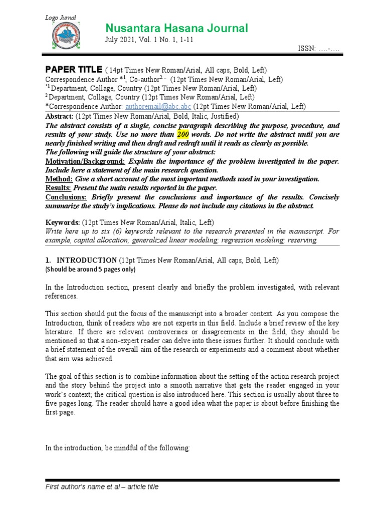 Template - NHJ | PDF | Narrative | Science