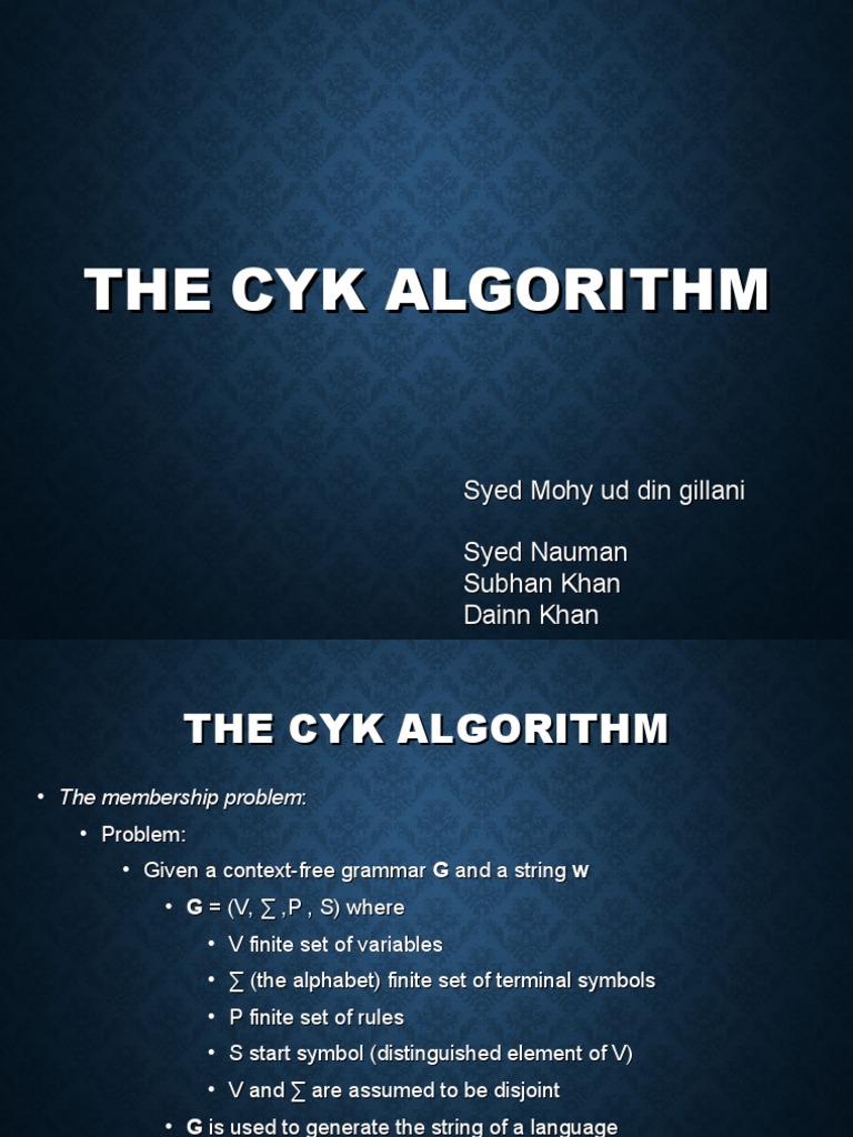 CYK Algorithm | PDF | Syntax | Formalism (Deductive)
