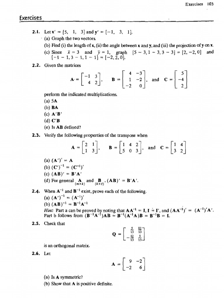 Practice Exercise - Chapter 2 | Download Free PDF | Eigenvalues And Eigenvectors | Functional ...