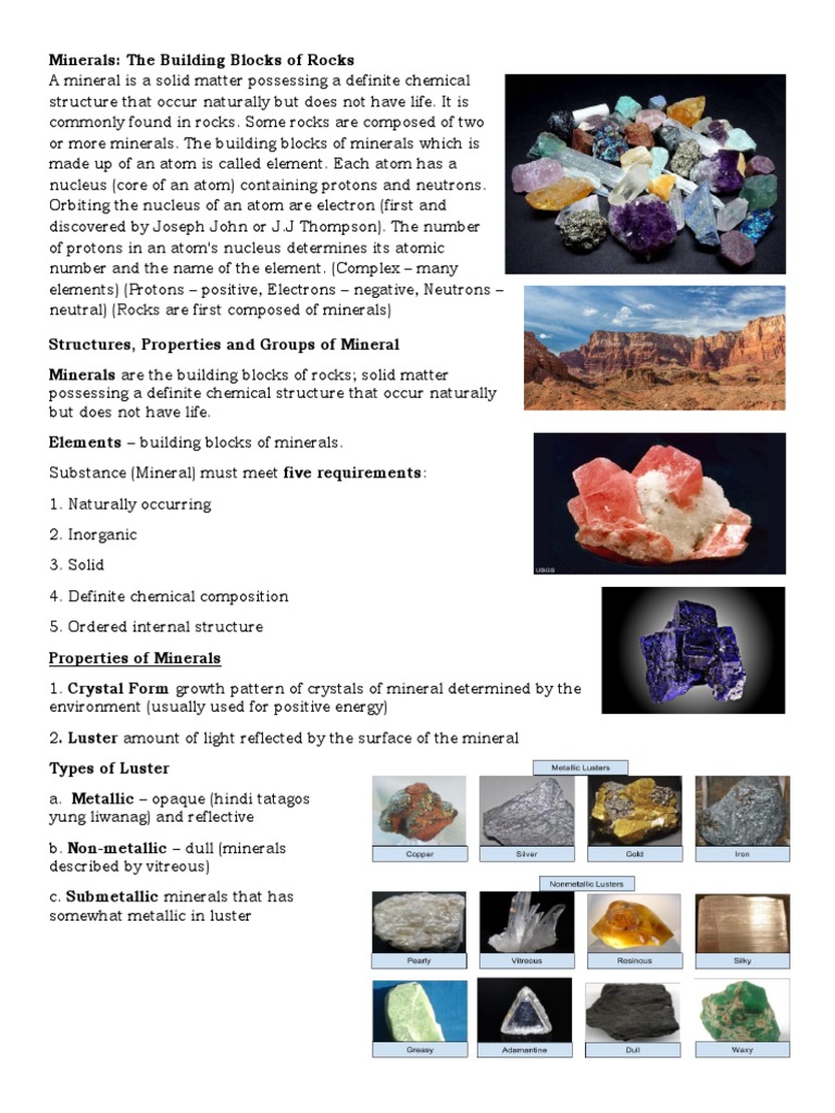 Minerals and Rocks-1 | PDF | Minerals | Atoms