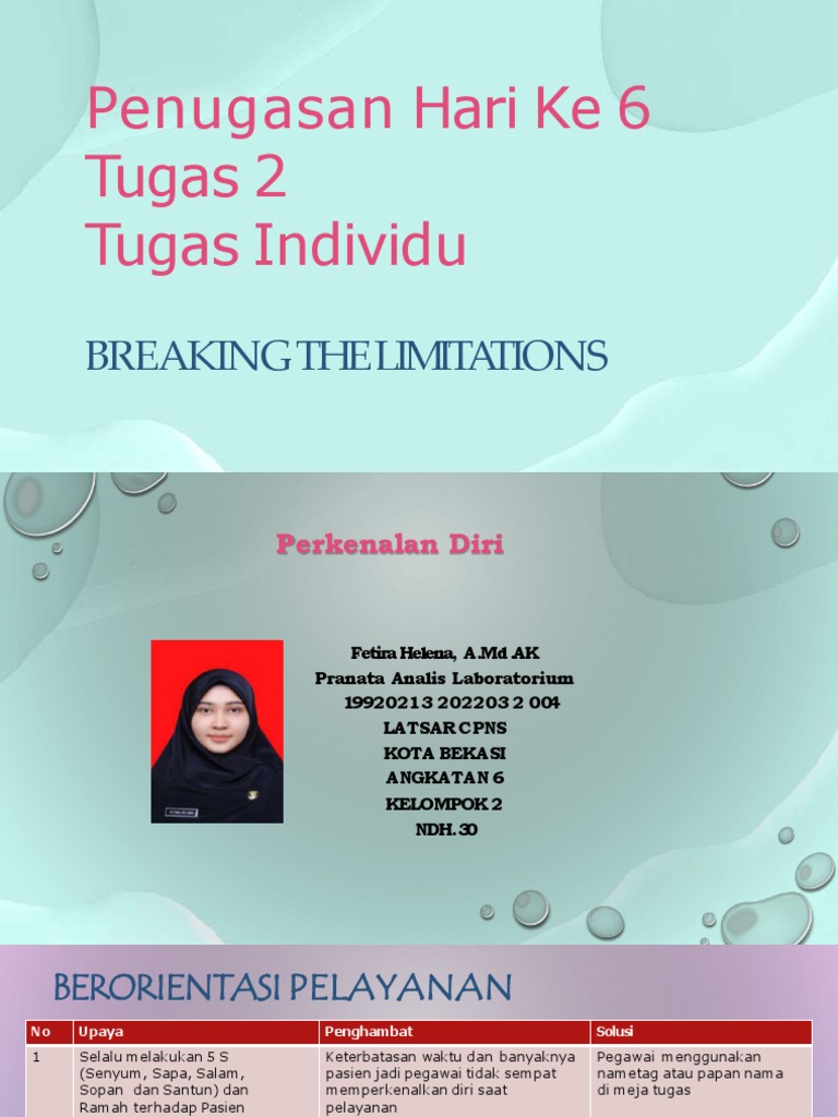 Hari 6 Tugas 2 - Fetira Helena - NDH30 - Breaking The Limitations | PDF