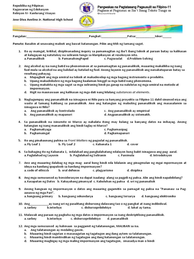 2nd Sem Pagbasa at Pagsulat | PDF