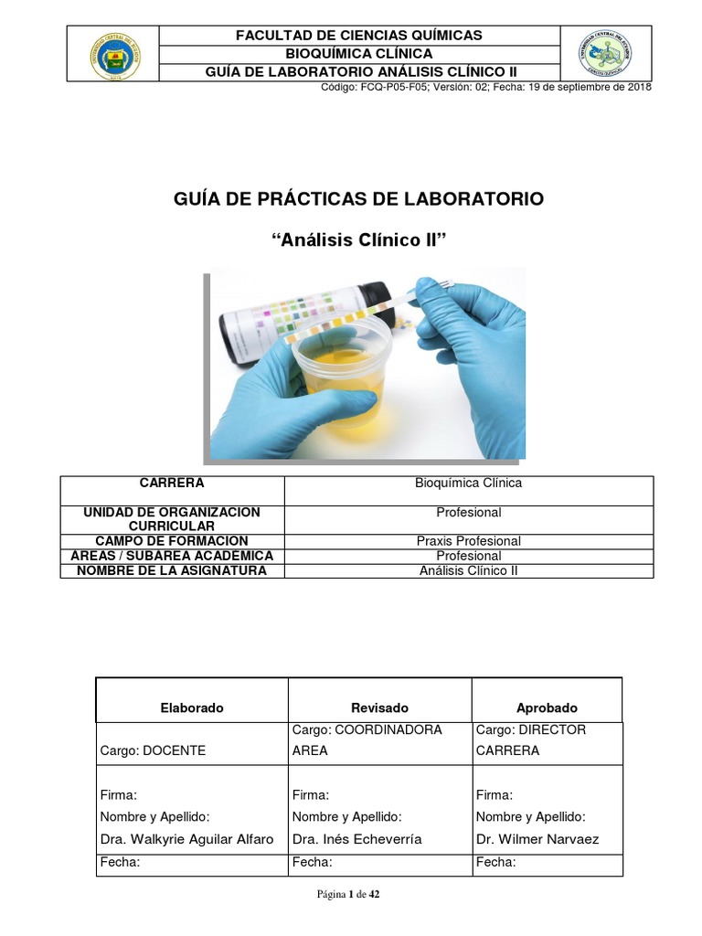 Guía de Prácticas de Laboratorio Análisis Clínico 2. | PDF | Laboratorios | Orina