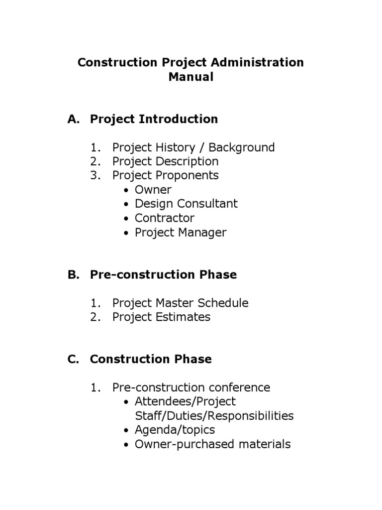 Outline Const Adm Manual | PDF | Technology & Engineering
