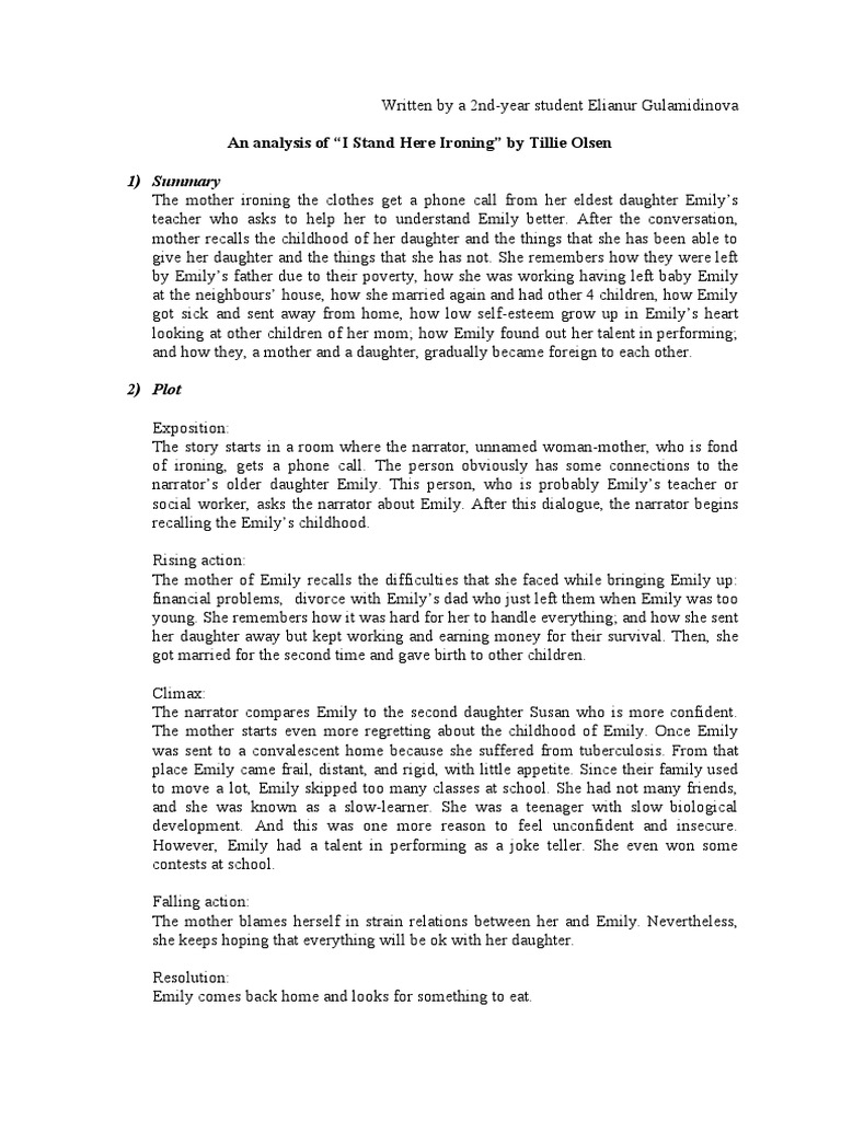 Analysis of I Stand Here Ironing | PDF | General Fiction