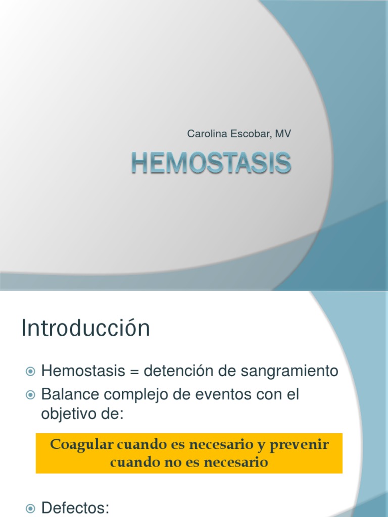 Clase Hemostasis 1 | PDF | Coagulación | Hemostasia