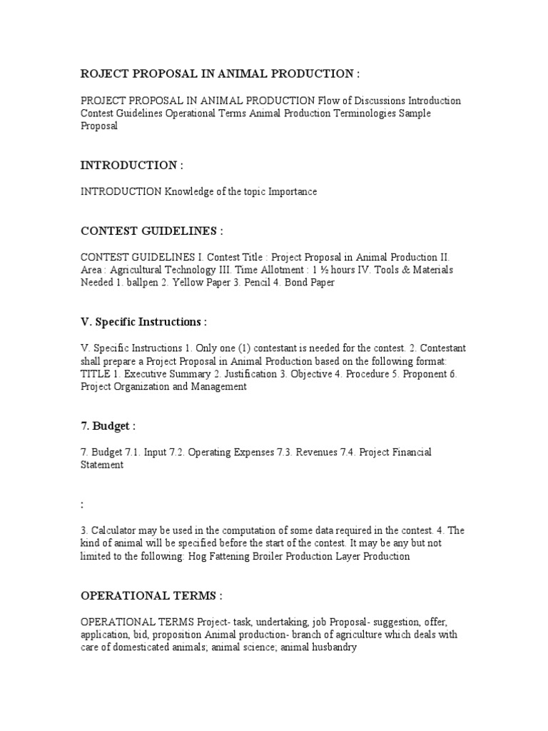 Project Proposal in Animal Production | PDF | Chicken | Cattle