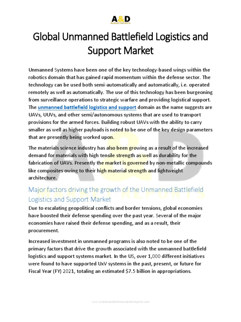 Global Unmanned Battlefield Logistics and Support Market | PDF ...