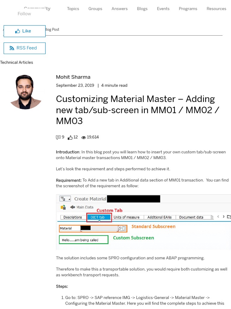 Customizing Material Master - Adding New Tab - Sub-Screen in MM01 ...