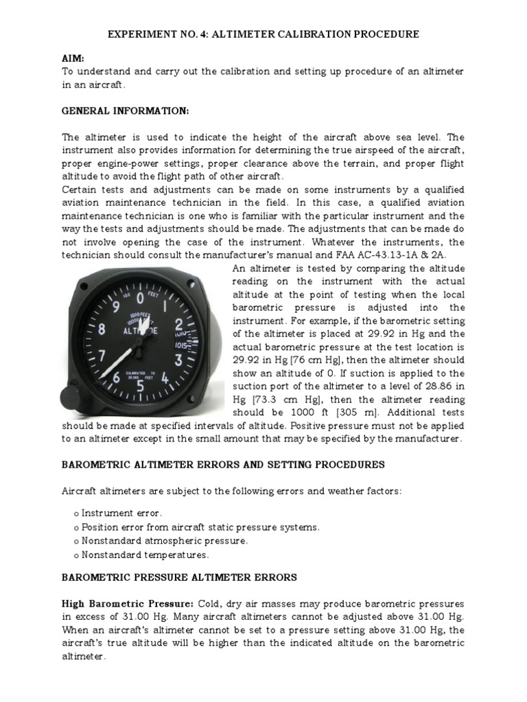 Expt 5 | Download Free PDF | Altimeter | Instrument Flight Rules