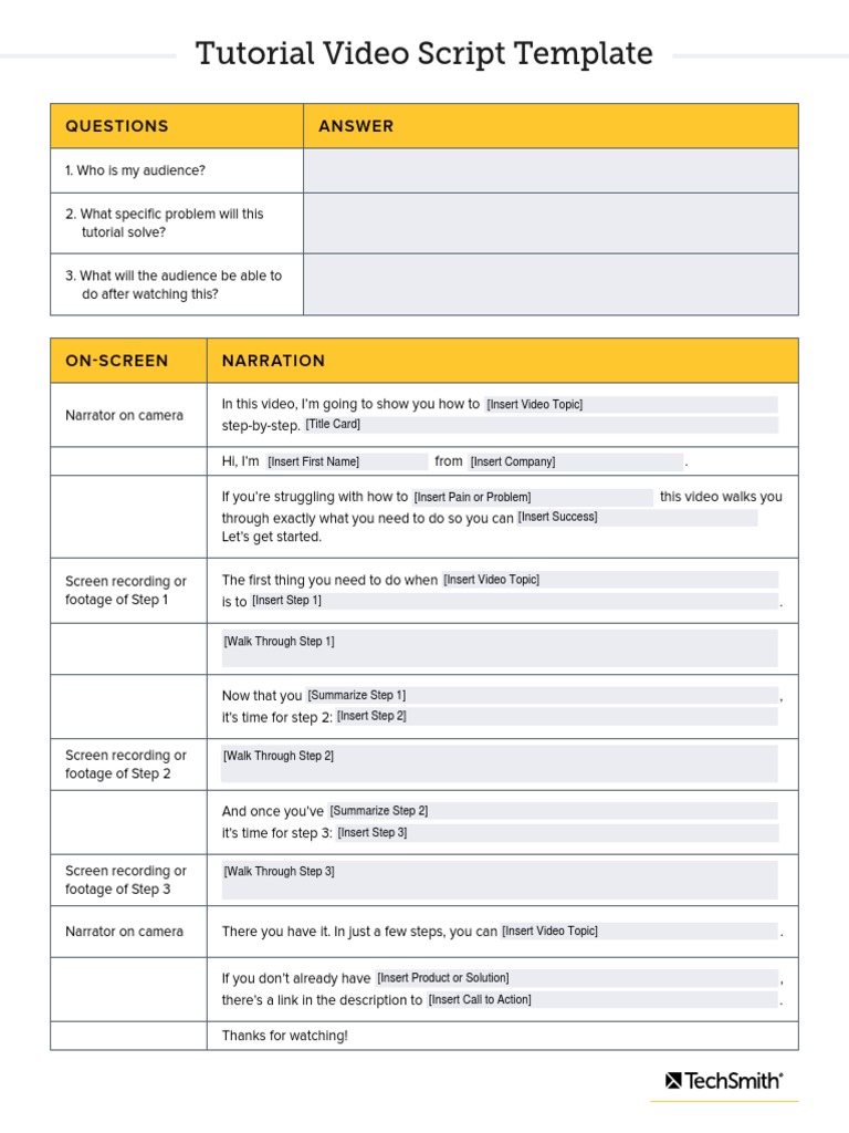 TechSmith-Tutorial Video Script Template | PDF