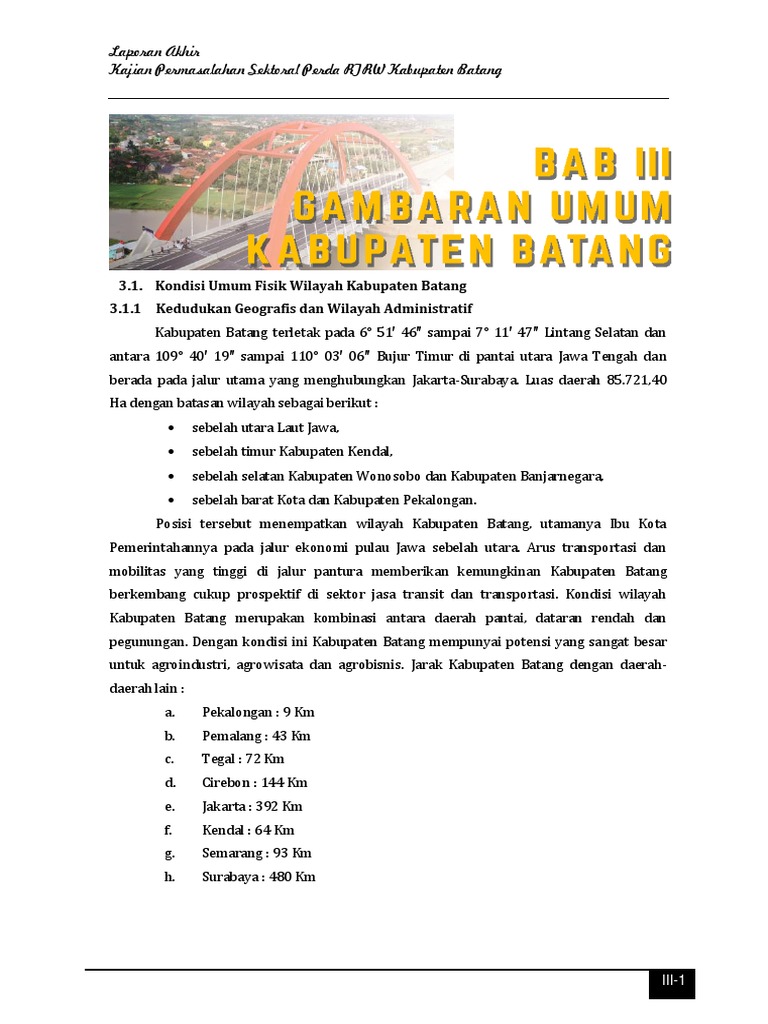 Batas dan Luas Wilayah Kabupaten Batang | PDF