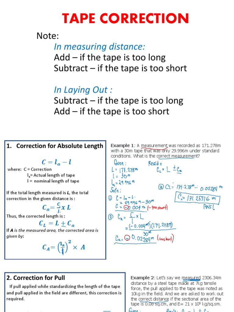 Tape Corrections Bsce 2ya 1 | PDF | Thermal Expansion | Slope