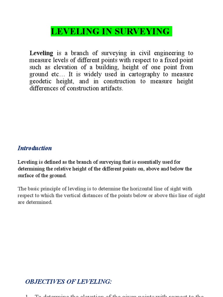 Leveling in Surveying | PDF | Surveying | Applied And Interdisciplinary ...