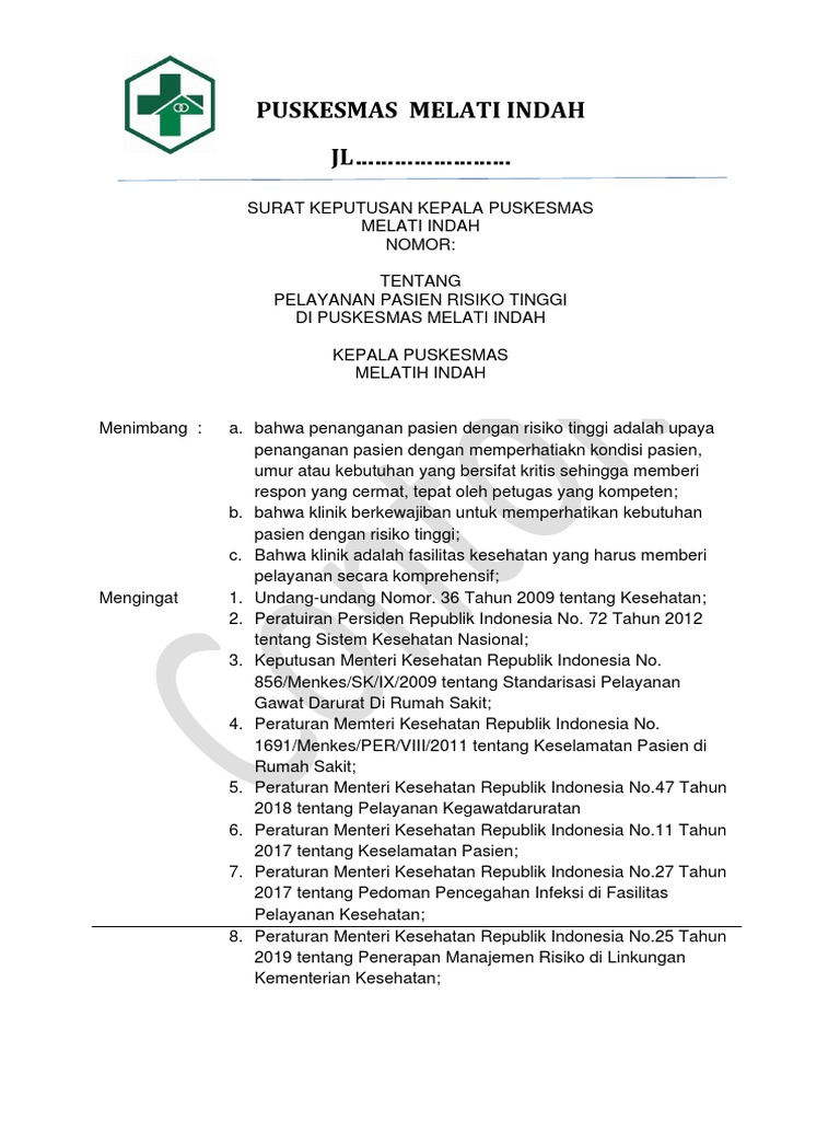 1 SK Penetapan PPK Emergensi Contoh | PDF