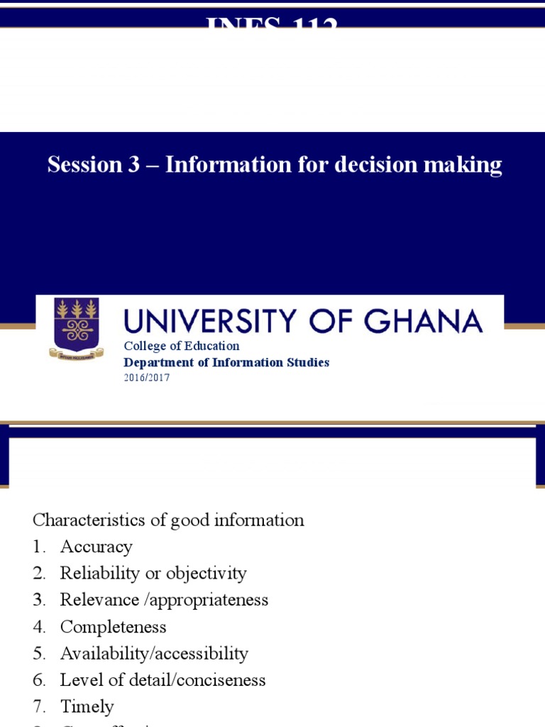 Lecture 3 - Information For Decision Making | PDF | Decision Making ...