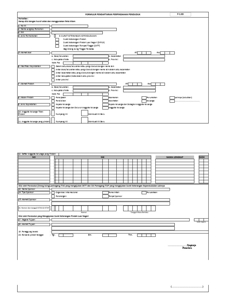 Formulir F.1.03 | PDF